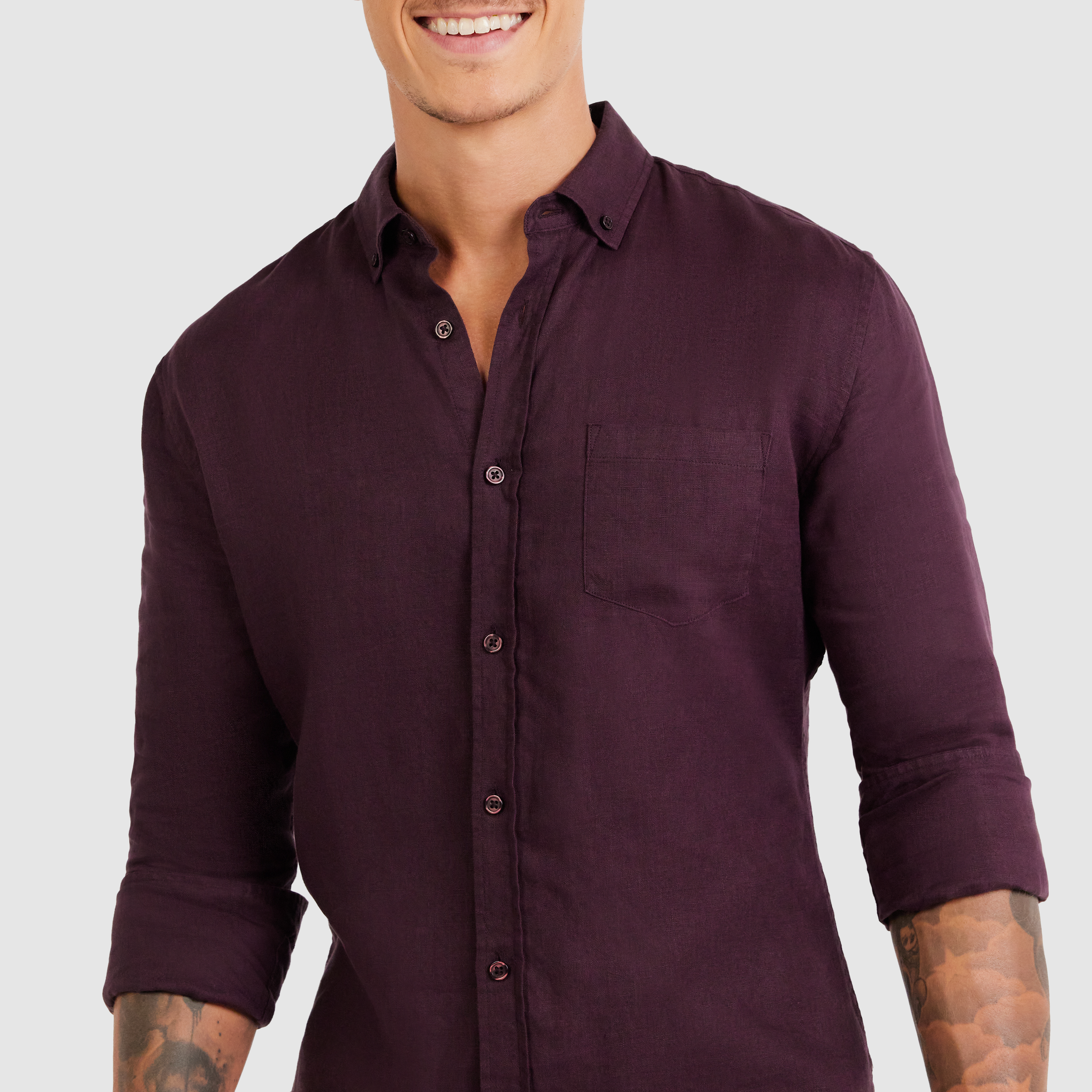 Burgundy Billy Pure Linen Shirt | Men's Tops | Tarocash AU