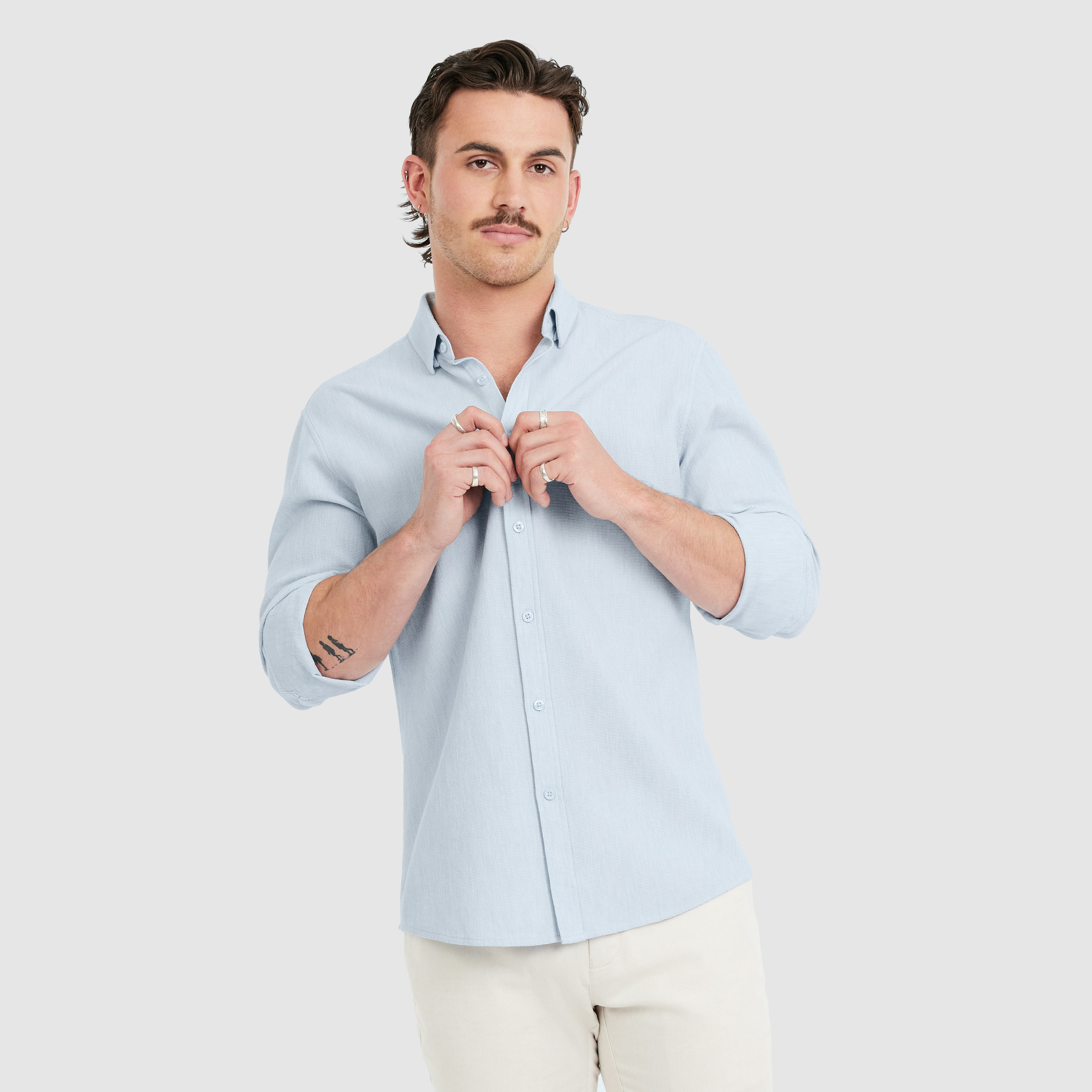 Light Blue Barrett Textured Shirt | Men's Tops | Tarocash AU