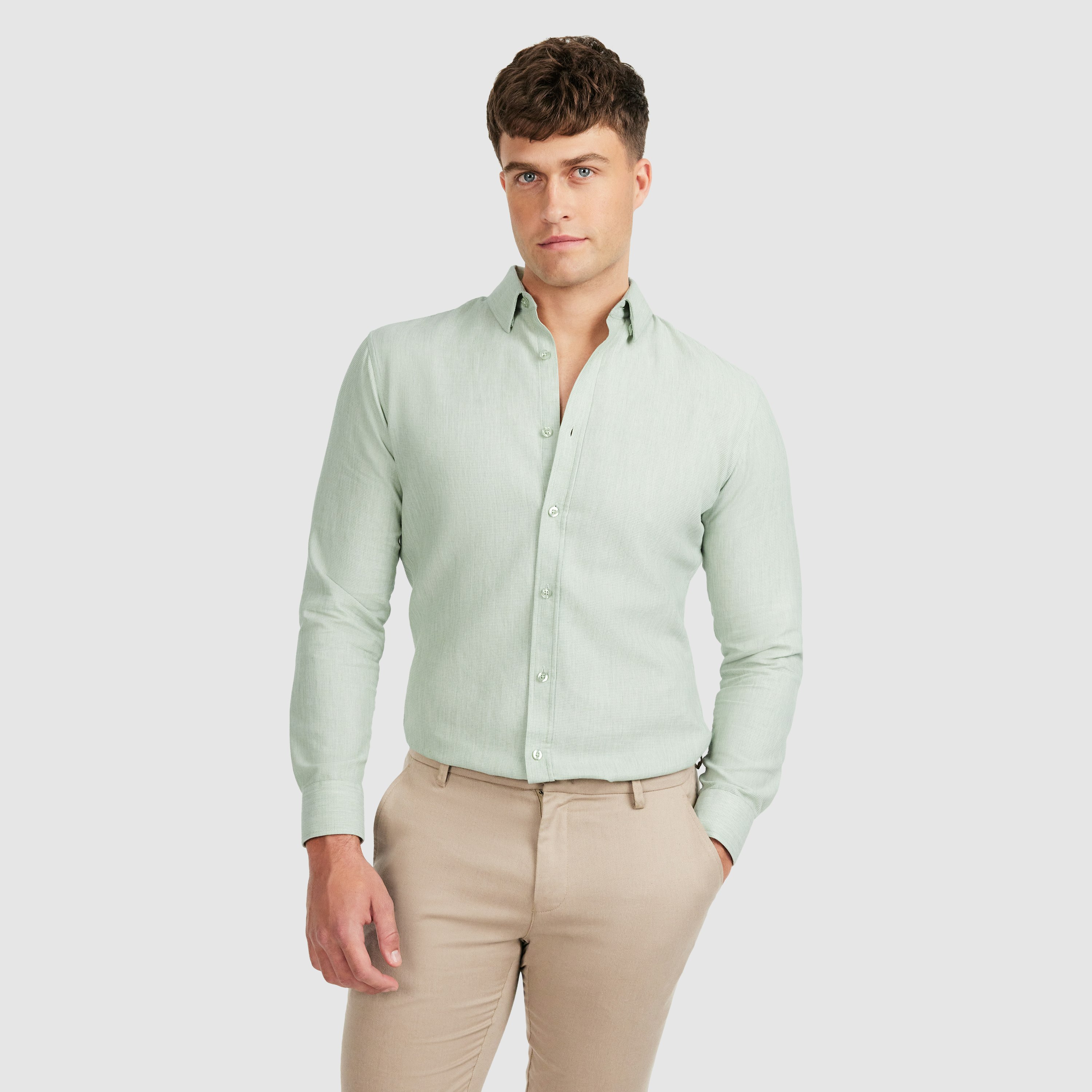 Light Green Barrett Textured Shirt | Men's Tops | Tarocash AU