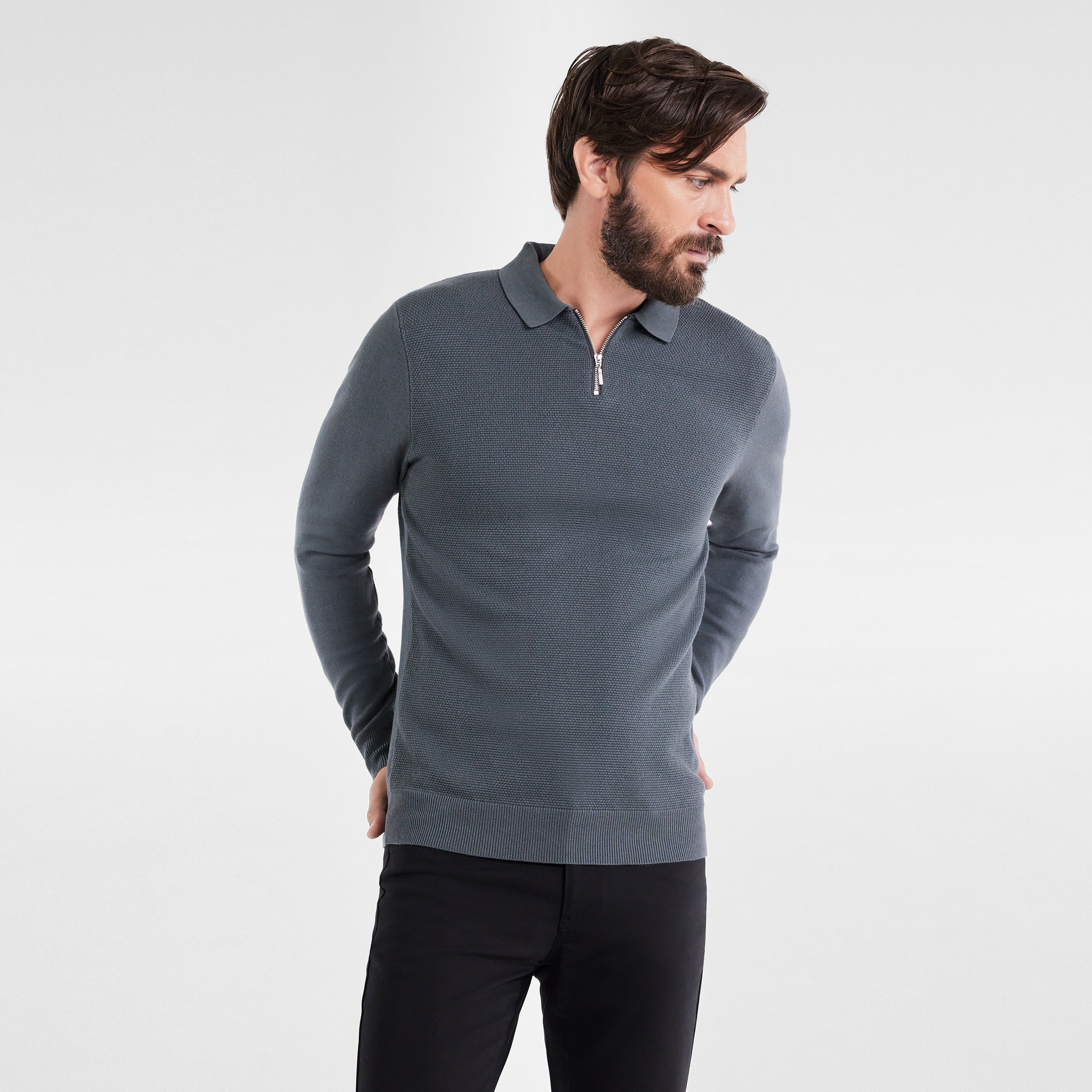Black Berkeley Zip Neck Knit | Men's Tops | Tarocash AU
