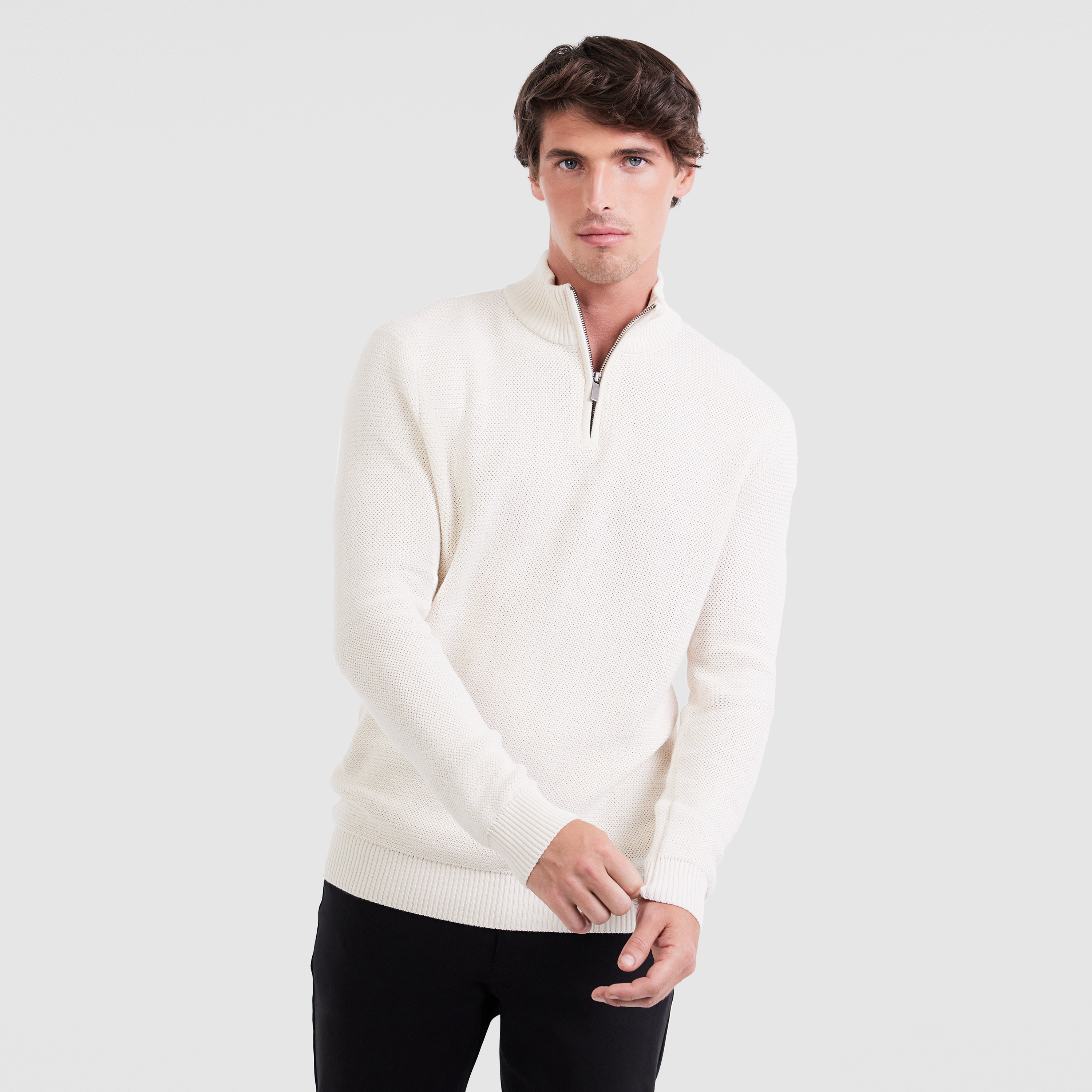 Black Berkeley Zip Neck Knit | Men's Tops | Tarocash AU
