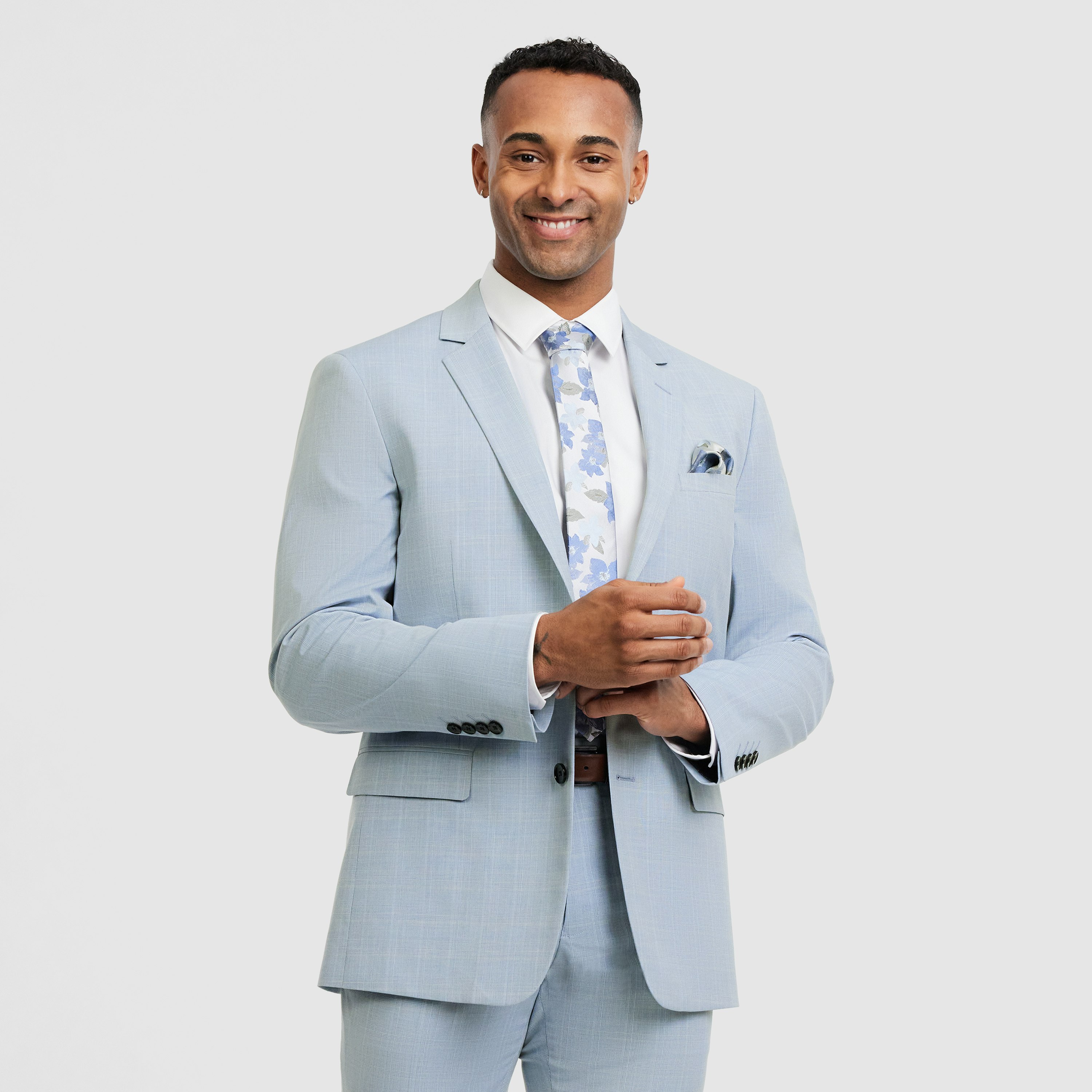 Light Blue Altaire Check Suit Jacket | Men's Tops | Tarocash AU
