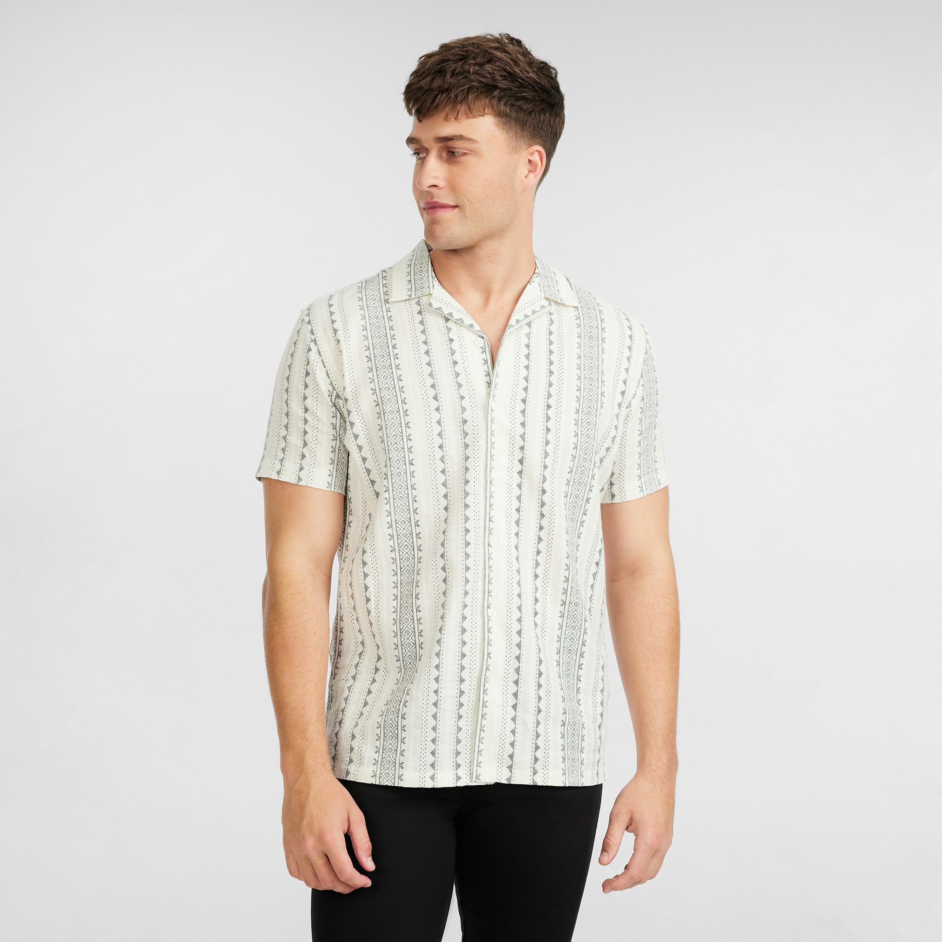 Ivory Elis Embroidered Shirt | Men's Tops | Tarocash AU