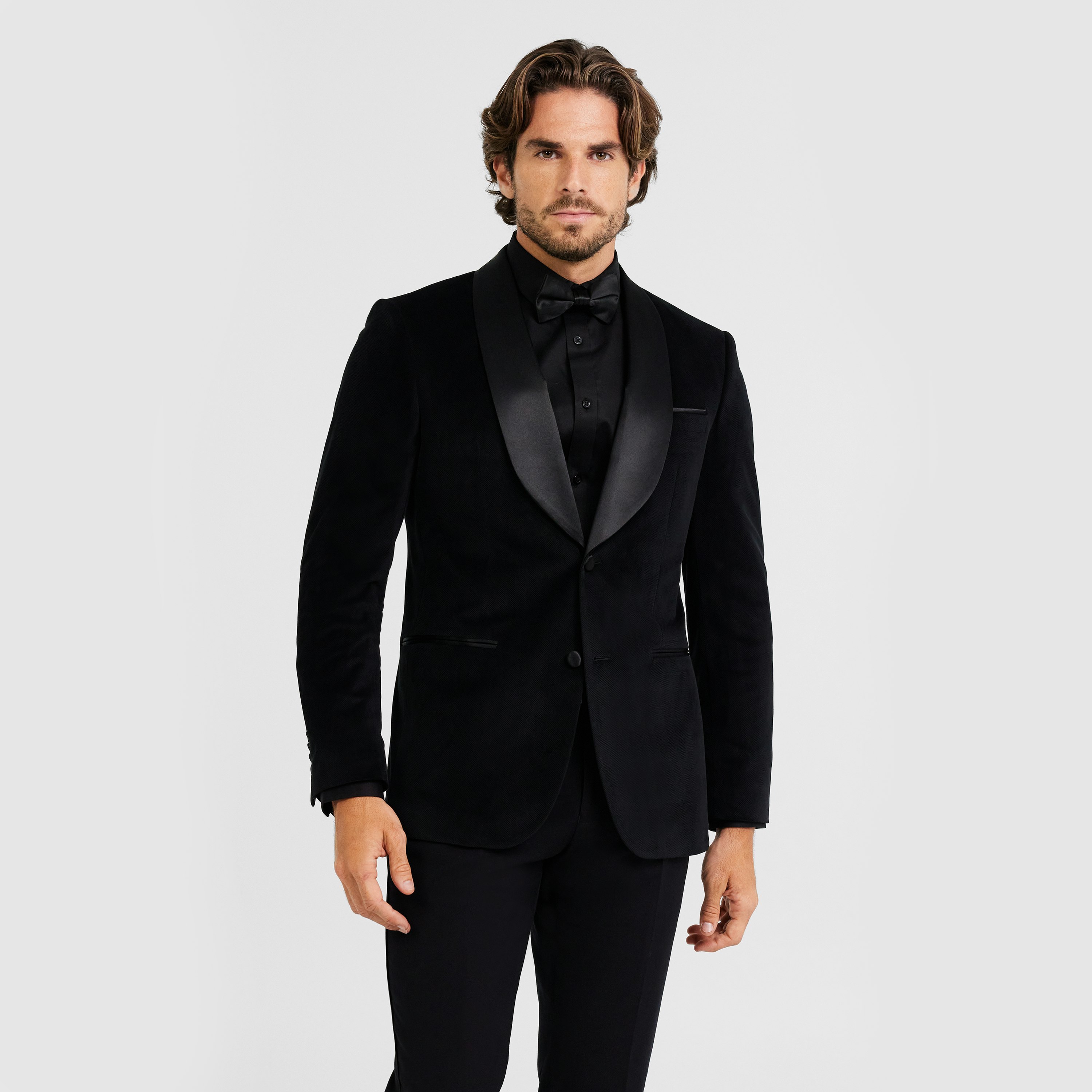 Black Draco Velvet Tuxedo Jacket | Men's Tops | Tarocash AU