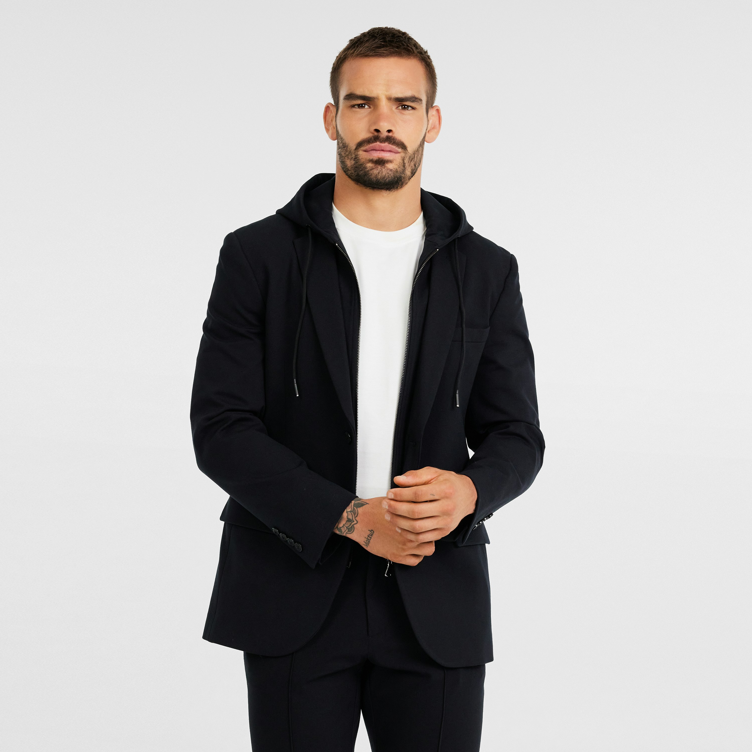 Black Tech Tailoring Hooded Blazer | Men's Tops | Tarocash AU