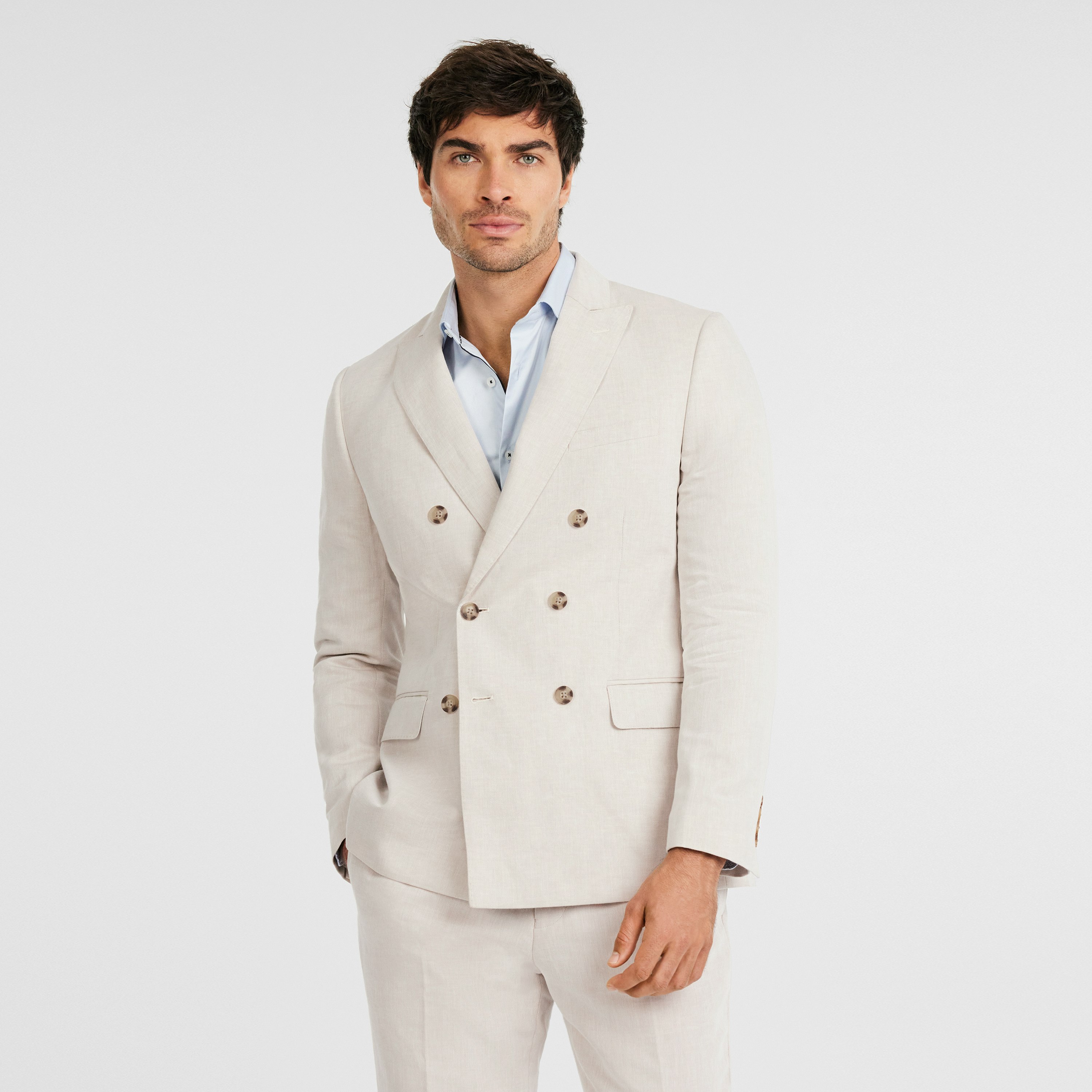 Natural Jae Slim Linen Db Suit Jacket | Men's Tops | Tarocash NZ